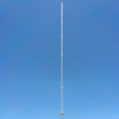 100m triangular guy wire mast telecom network communication equipment wind measurement guyed tower